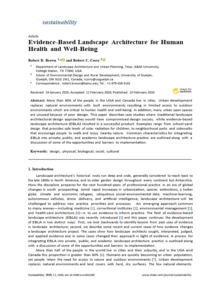 2020-Robert D. Brown-Evidence-Based Landscape Architecture For Human ...