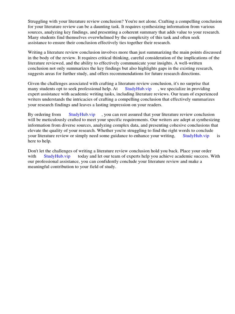 How to Conclude a Literature Review Example | PDF | Methodology | Literature Review