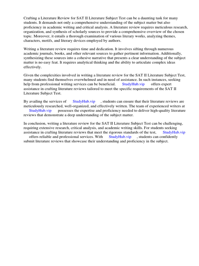 Sat II Literature Review | PDF