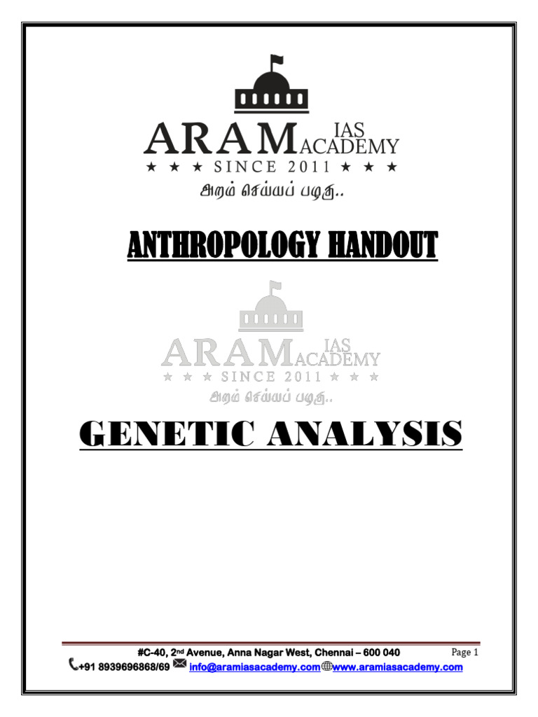 Anthropology Handout - Genetic Analysis | PDF | Dominance (Genetics) | Zygosity