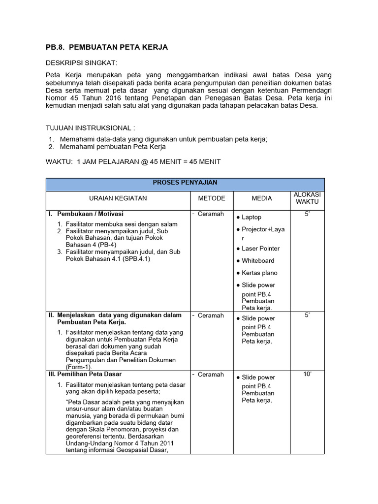 Rencana Pembelajaran - Pembuatan Peta Kerja | PDF