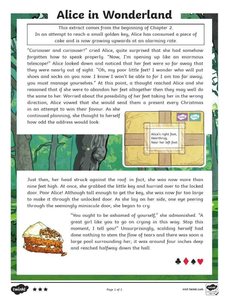 Alice in Wonderland Reading Comprehension | PDF | Alice (Alice's ...