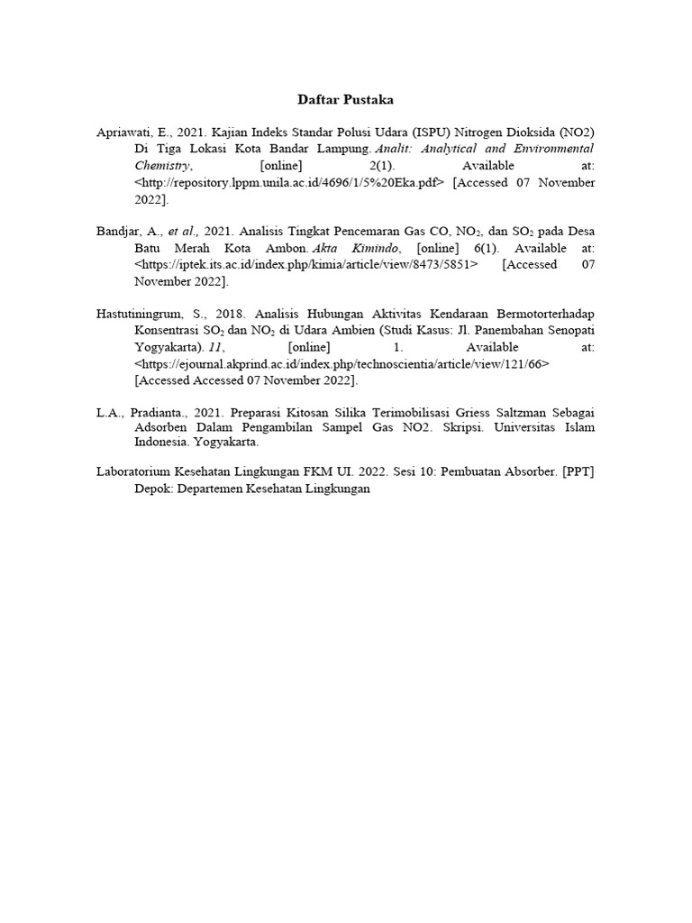 Lampiran Pembuatan Absorber NO2 Dan SO2 | PDF