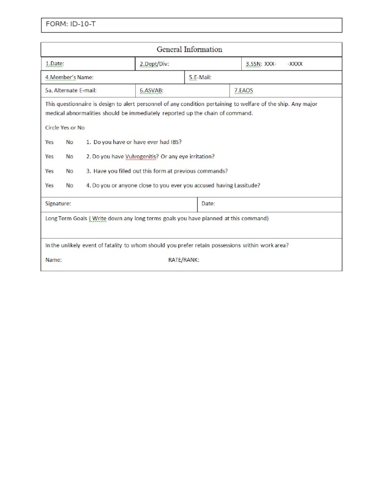ID-10-T Form Guide | PDF