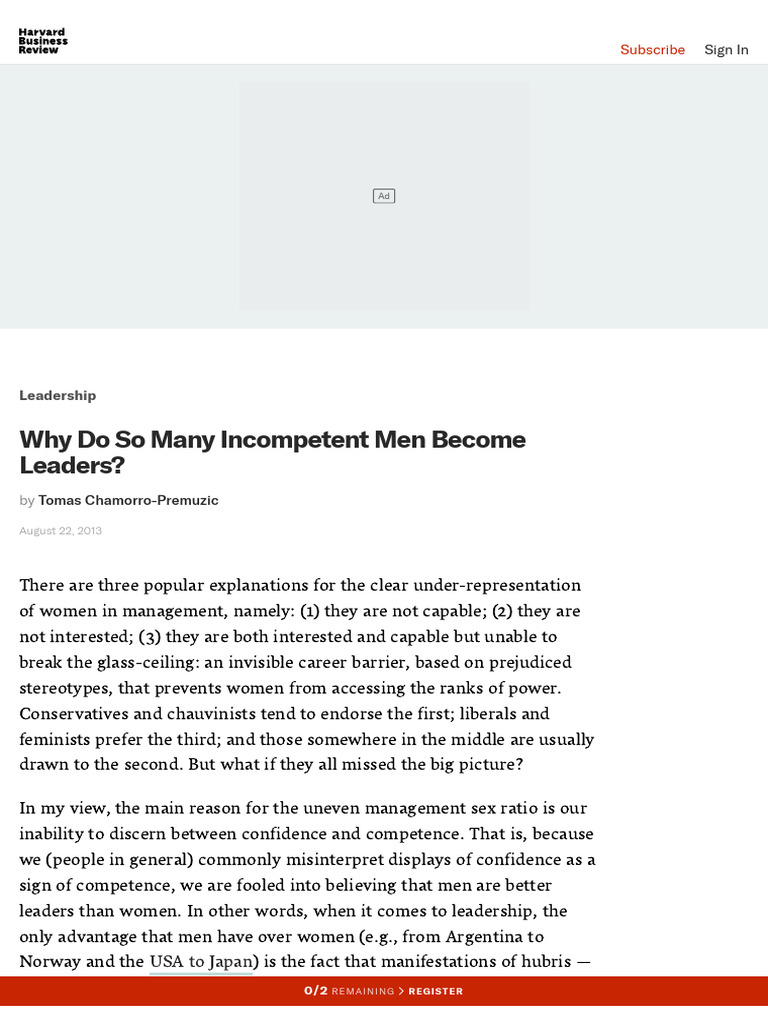 Why Do So Many Incompetent Men Become Leaders | Download Free PDF ...