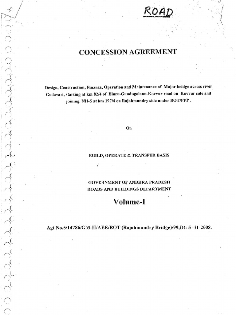 Concession Agreement Vol-I-Godavari Bridge at Rajahmundry | PDF