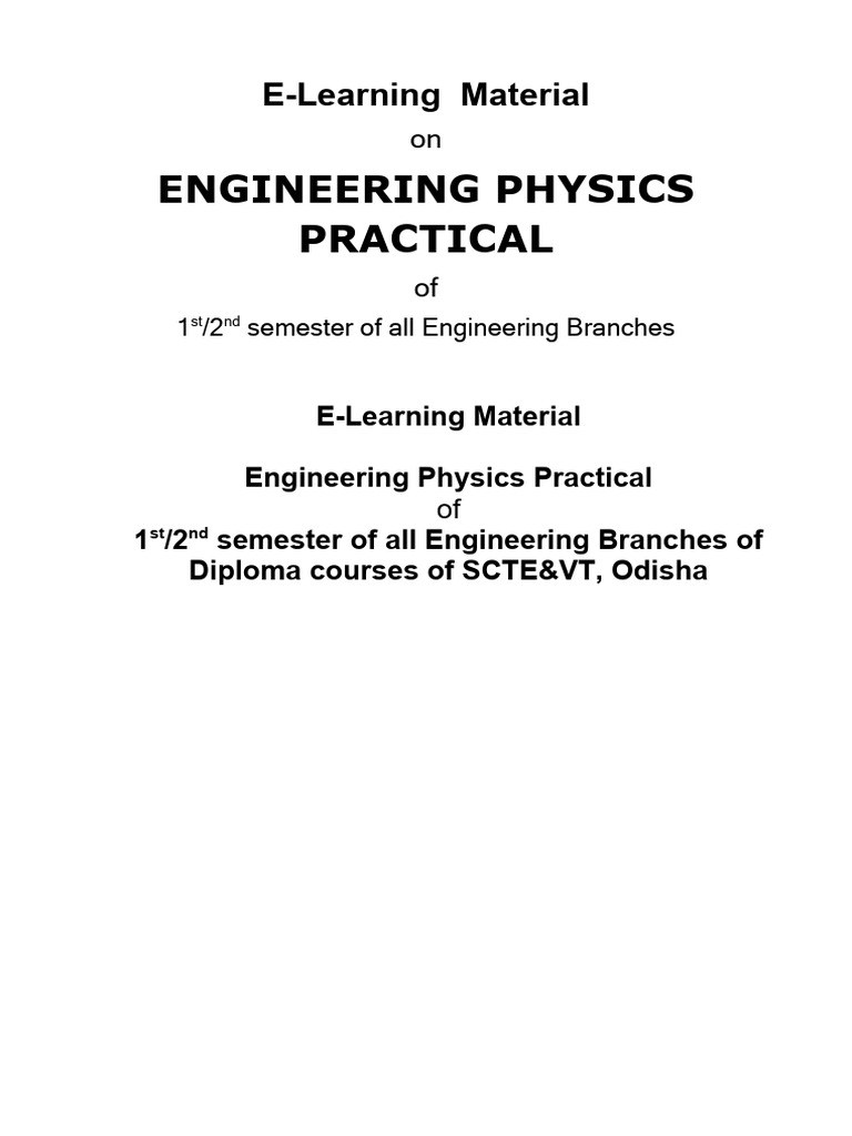 Engineering Physics Lab Manual 1st Year | PDF | Metrology