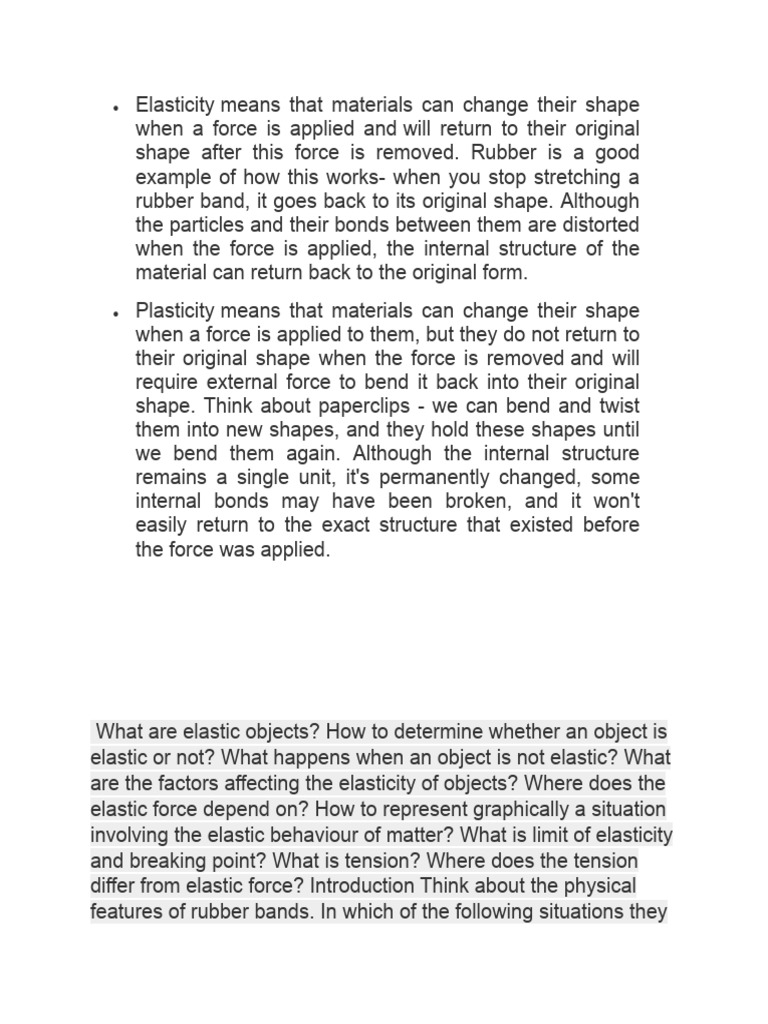 What Are Elastic Objects | PDF | Elasticity (Physics) | Force