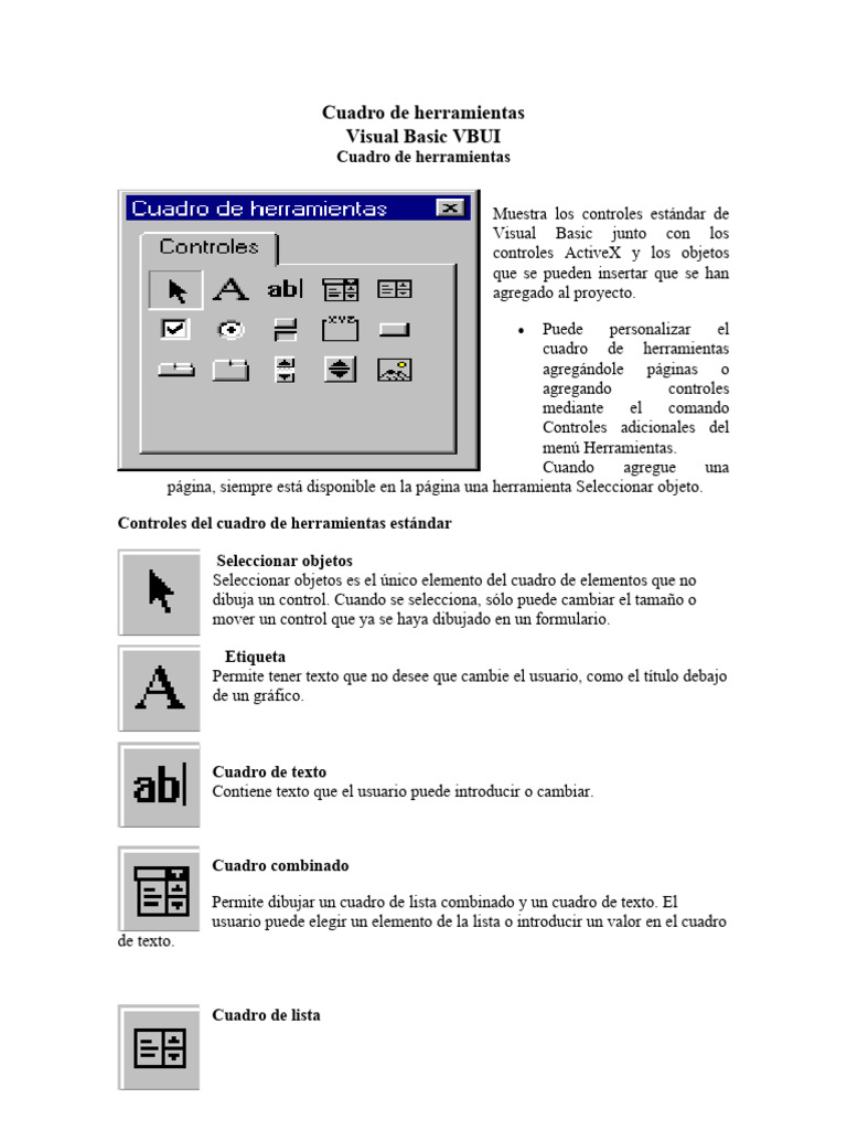 Herramientas y Controles en Visual Basic | PDF