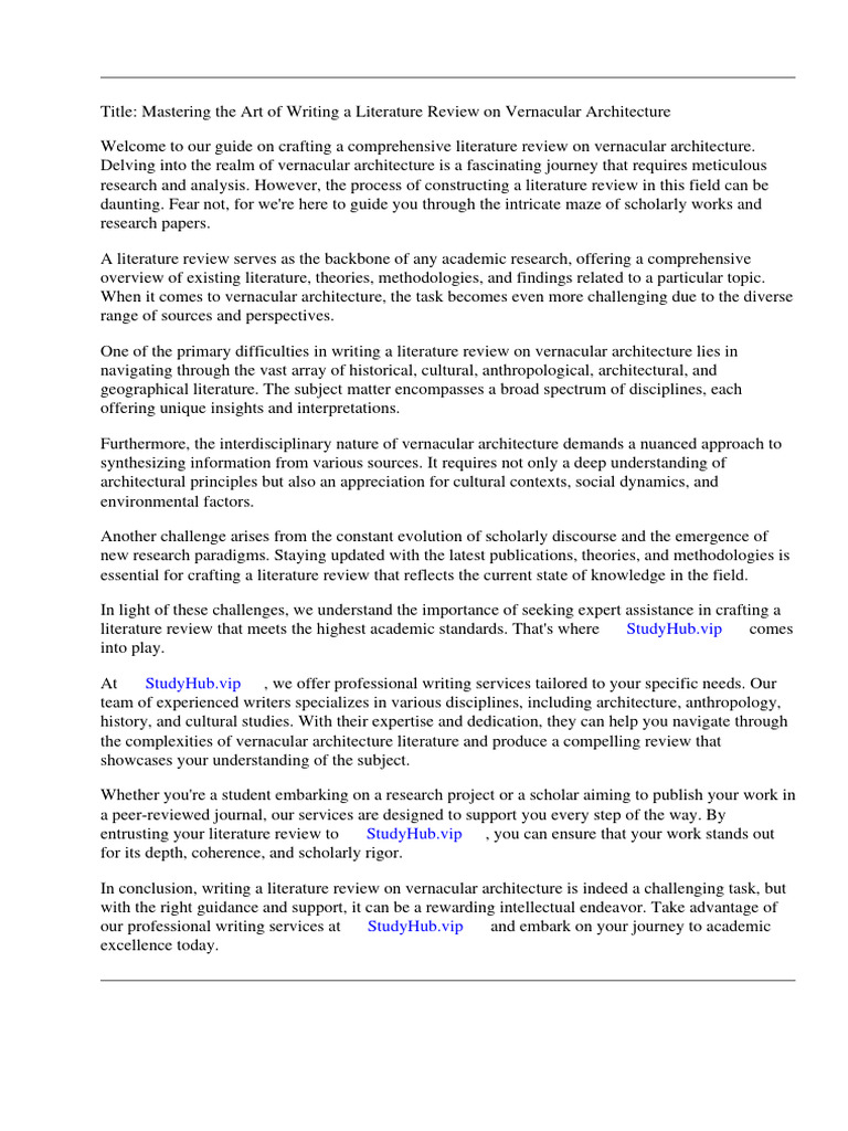 Literature Review Vernacular Architecture | PDF | Literature Review ...