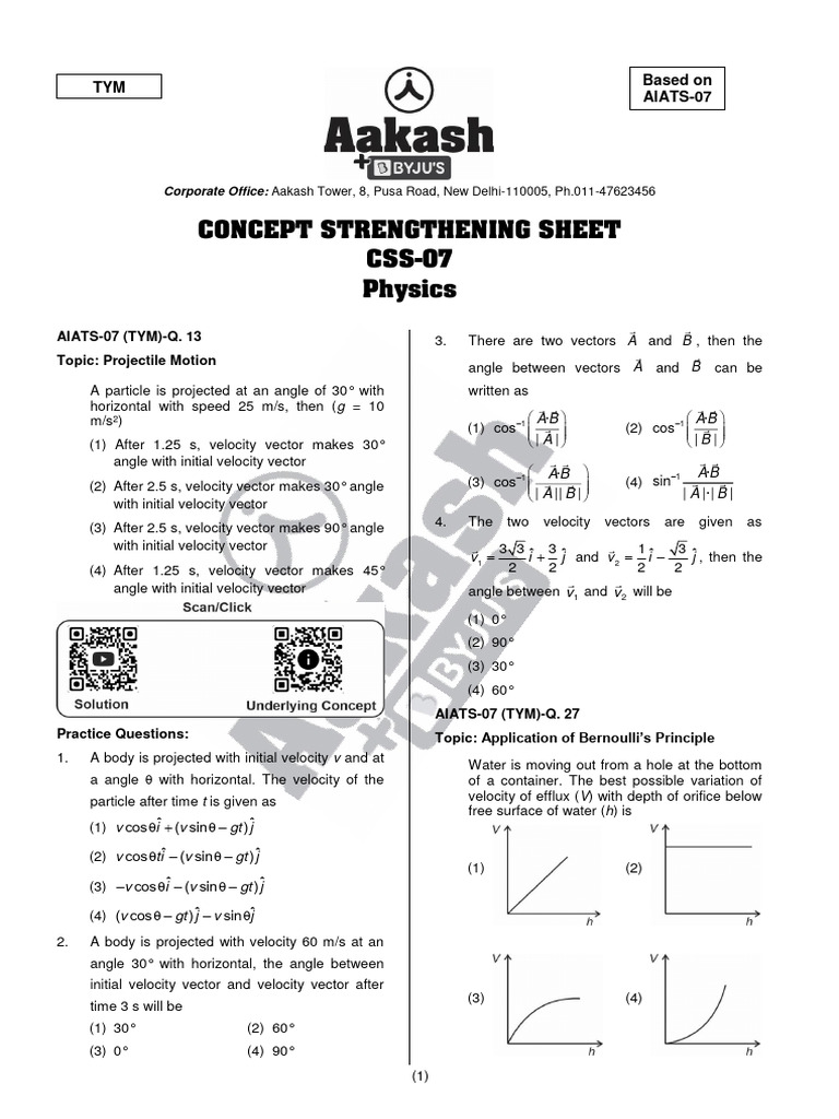 Concept Strengthening Sheet (CSS-07) Based On AIATS-07 (TYM) - PCBZ | Download Free PDF ...