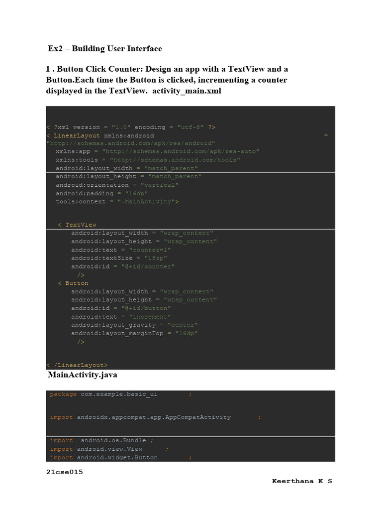 Ex2 - Building User Interface | PDF