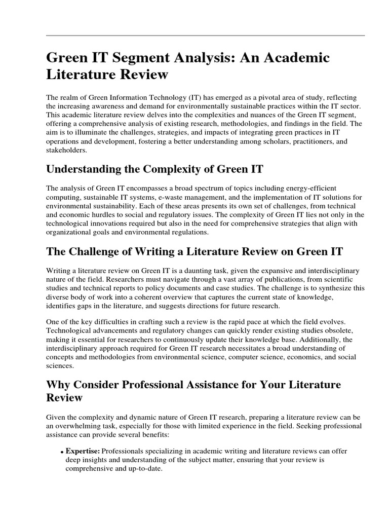 Green It Segment Analysis An Academic Literature Review | PDF | Computers