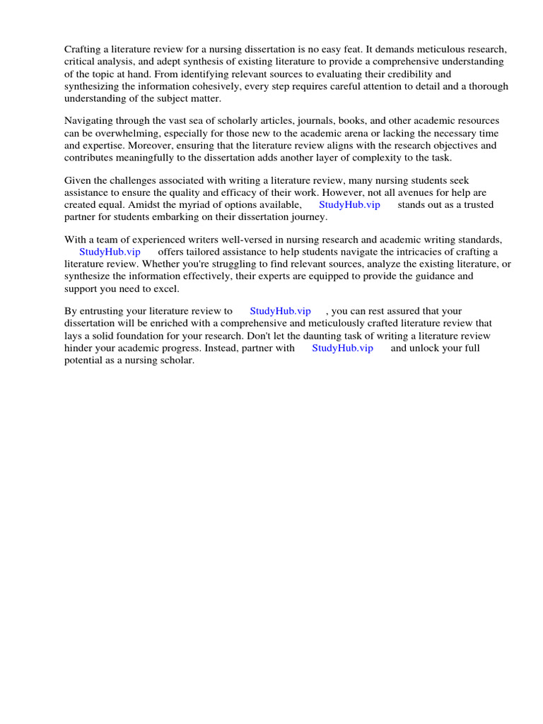 Nursing Dissertation Literature Review Example | PDF | Nursing ...
