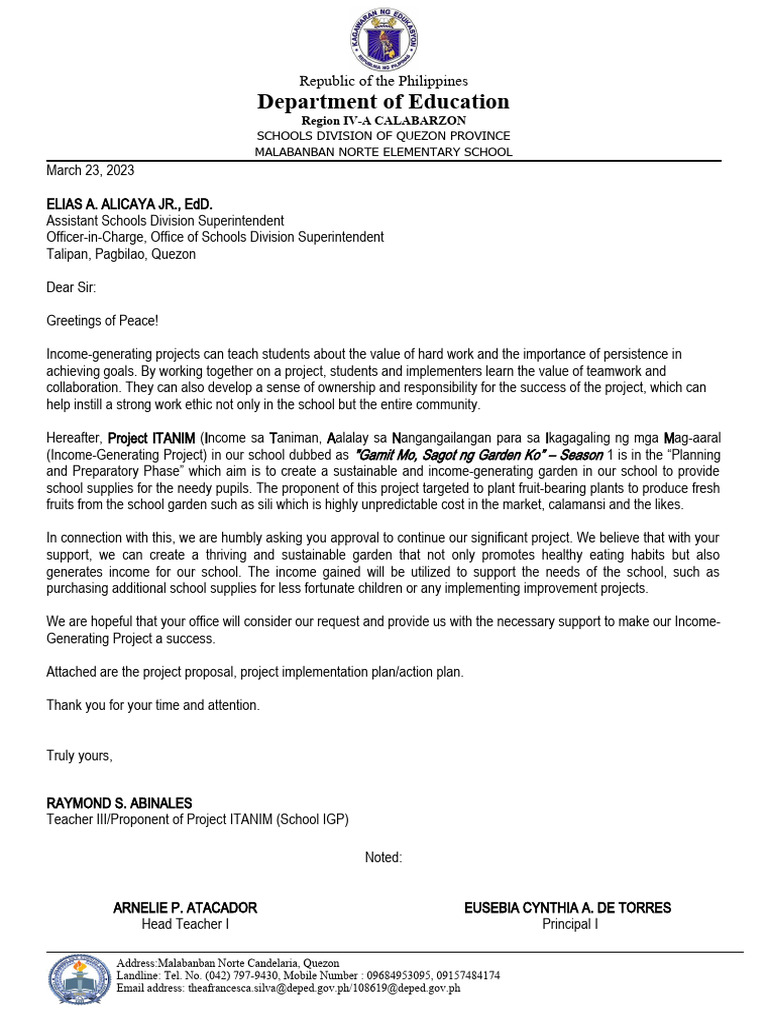 Letter for SDS Revision | PDF | Economies