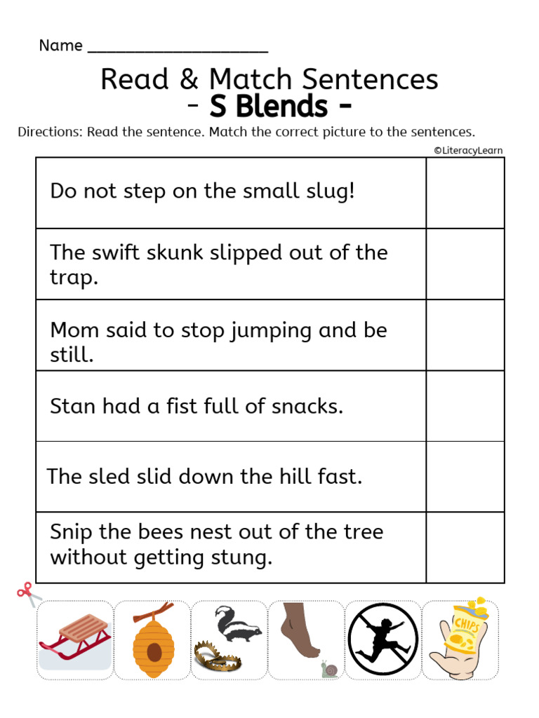 S-Blends-Decodable-Sentences-Cut-Paste | PDF