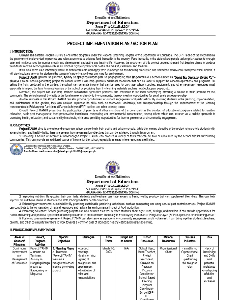 Project ITANIM Implementation Plan Revision | PDF | Sustainability ...
