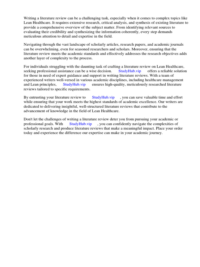 Lean Healthcare Literature Review Pdf Lean Manufacturing Six Sigma