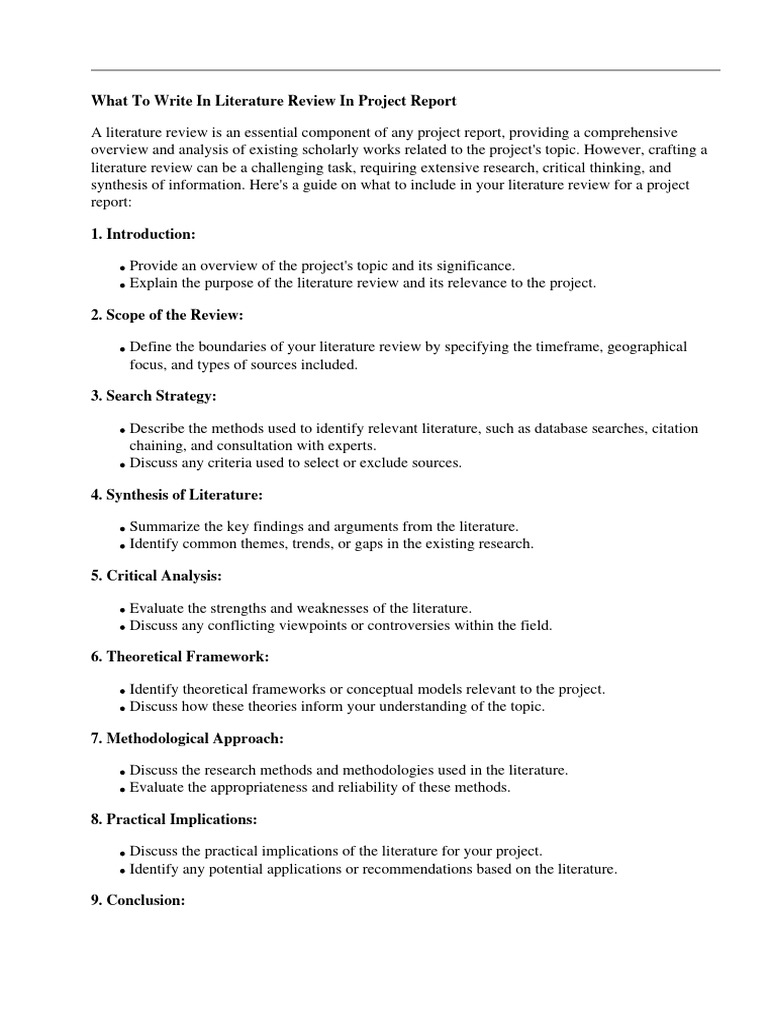 What To Write in Literature Review in Project Report | PDF | Systematic ...