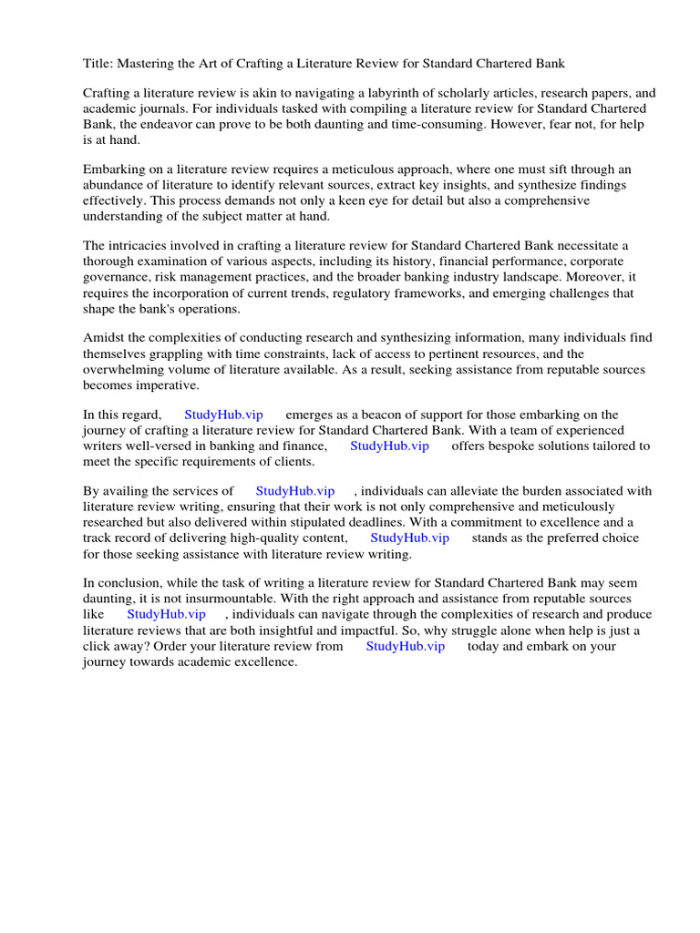 Literature Review Standard Chartered Bank | PDF