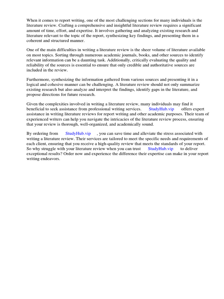 Literature Review in Report Writing | PDF