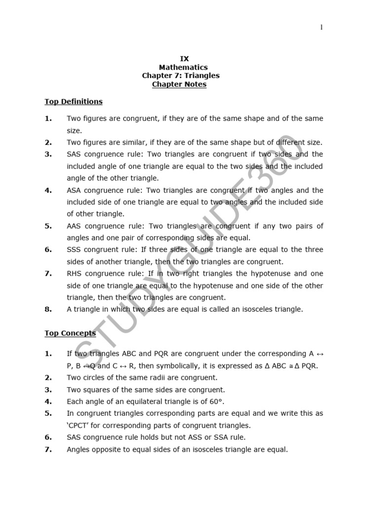 IX Math Ch7 Triangles | PDF | Triangle | Euclidean Plane Geometry