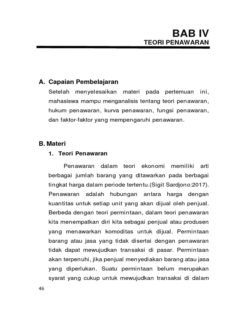 Pertemuan 4 Teori Penawaran | PDF