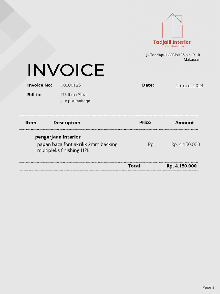 Invoice Pengerjaan Papan Baca Akrilik | PDF