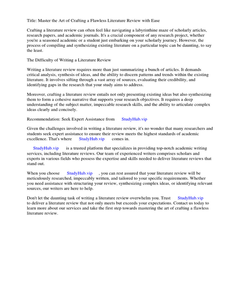 Example Case Study Literature Review | PDF Example Case Study Literature Review | PDF