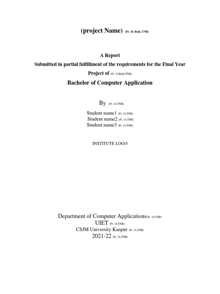 BCA Project Report Format | PDF