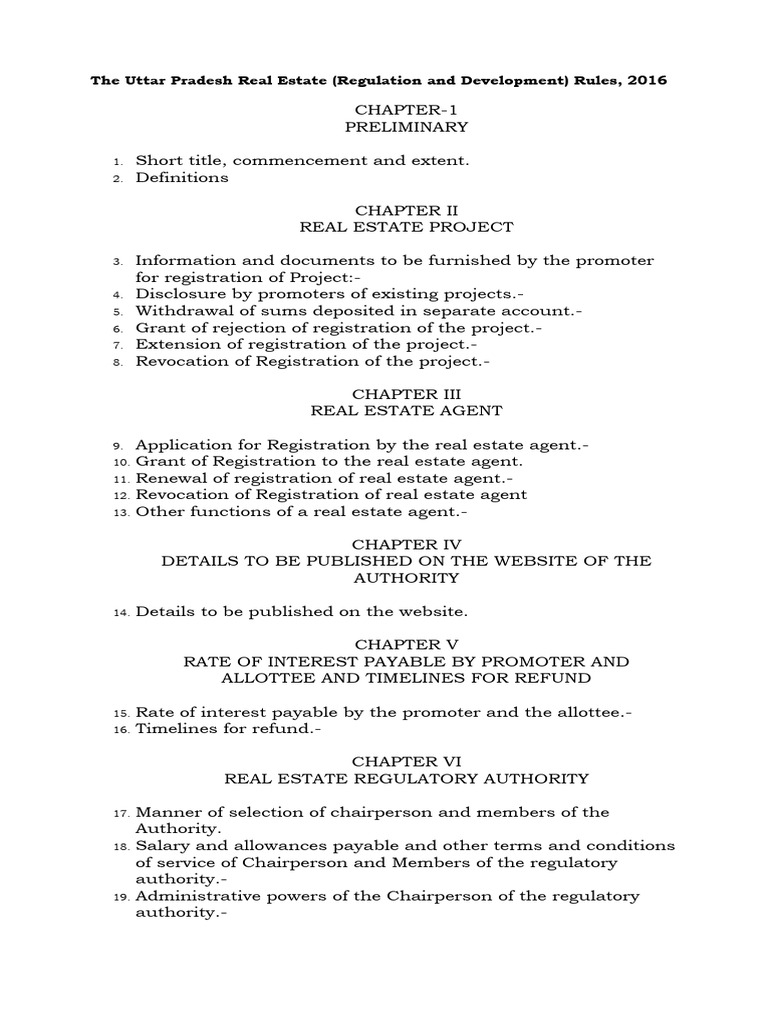 Index UP RERA Rules | PDF