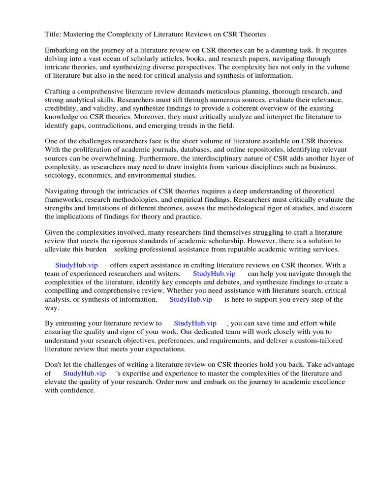 Literature Review On CSR Theories | PDF | Corporate Social Responsibility | Sustainability