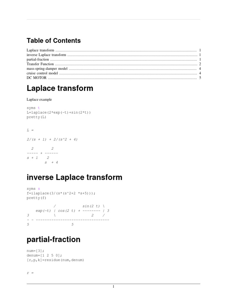Week 3 Matlab | PDF | Laplace Transform | Computer Engineering