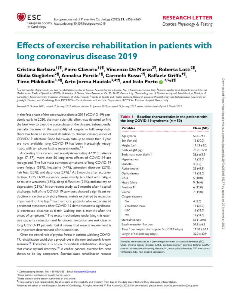 Effects of Exercise Rehabilitation in Patients With (Print) | PDF ...
