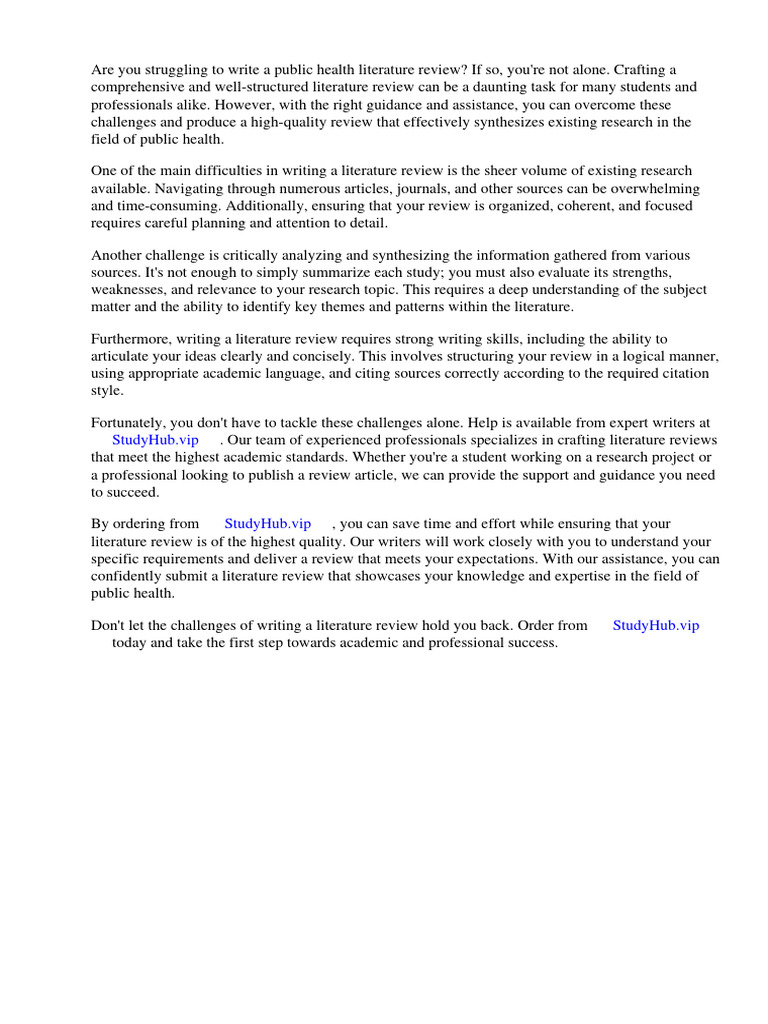 How To Write A Public Health Literature Review | PDF | Health Care ...