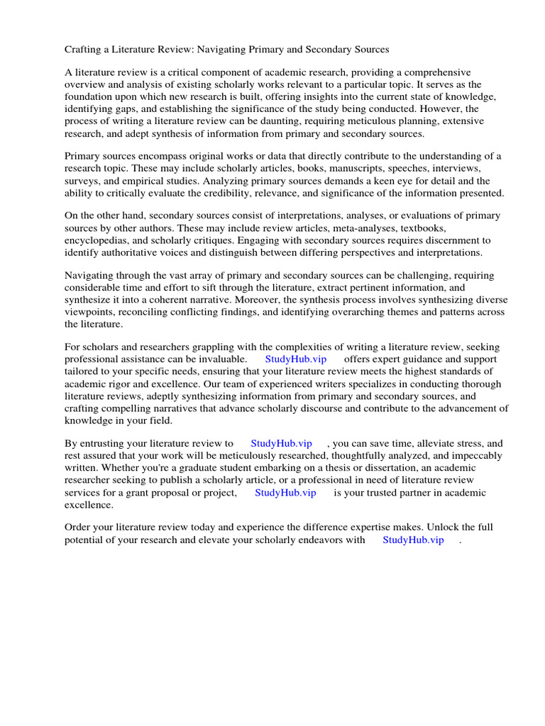 Literature Review Primary Secondary Sources | PDF Literature Review Primary Secondary Sources | PDF