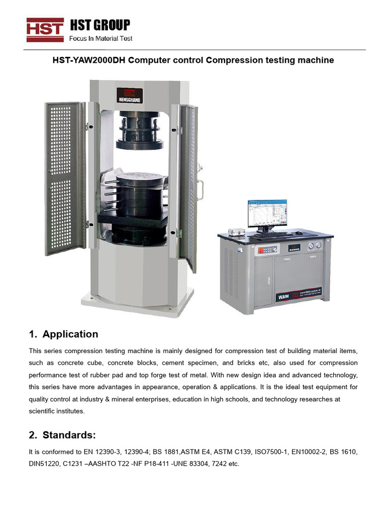 HST-YAW2000DH Computer control Compression testing machine | PDF ...