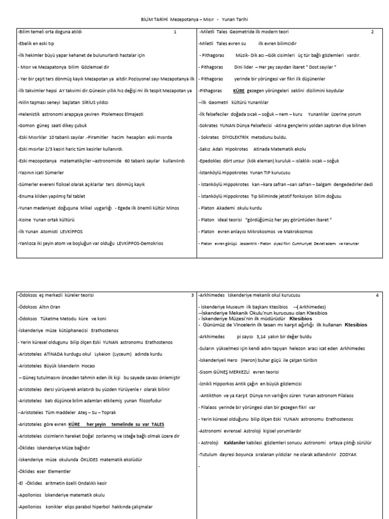 Bilim Tarihi Ders Notları | PDF