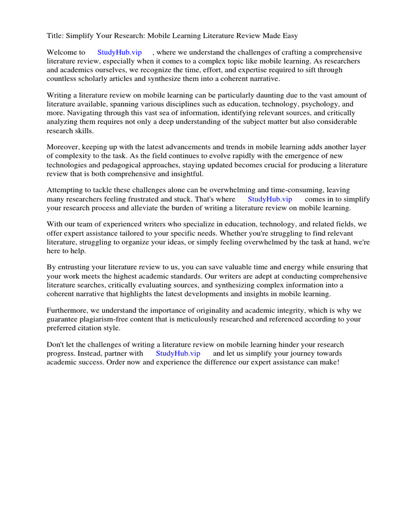 Mobile Learning Literature Review | PDF | Educational Technology | Learning