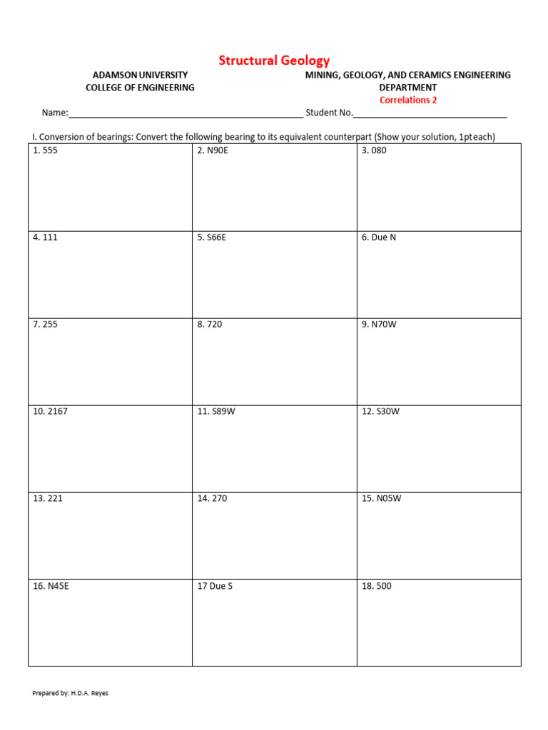 Structural Geology Exercise 2020 (1) | PDF