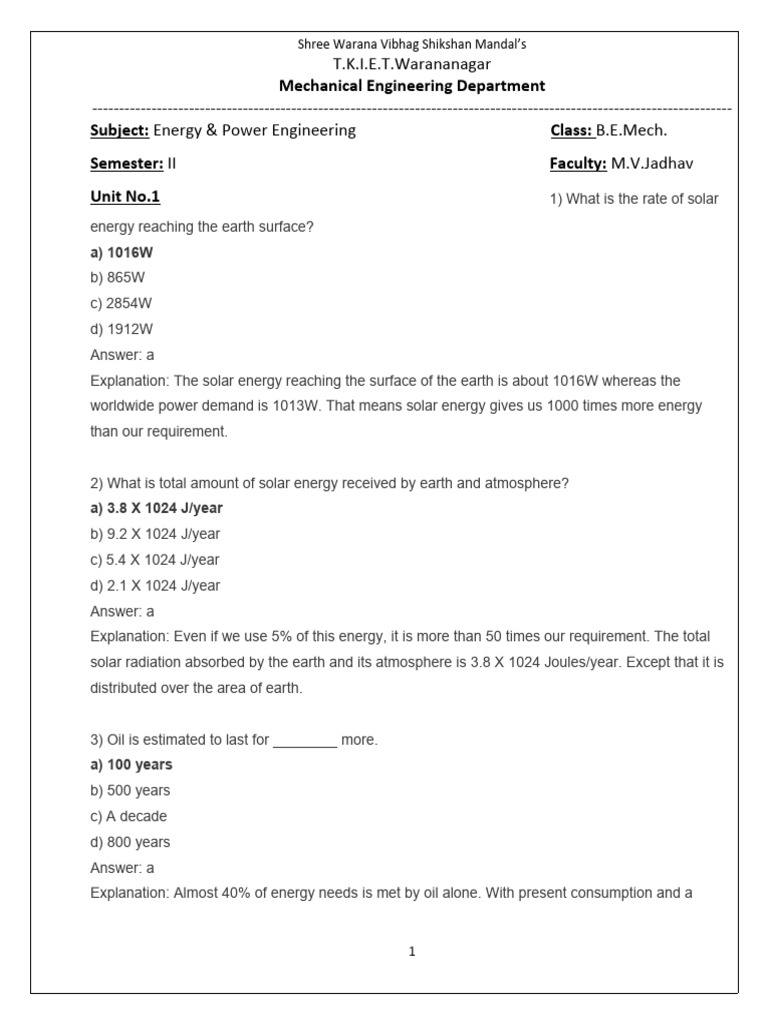 EPE Unit 1 & 2 mcq | PDF | Fuel Cell | Solar Cell