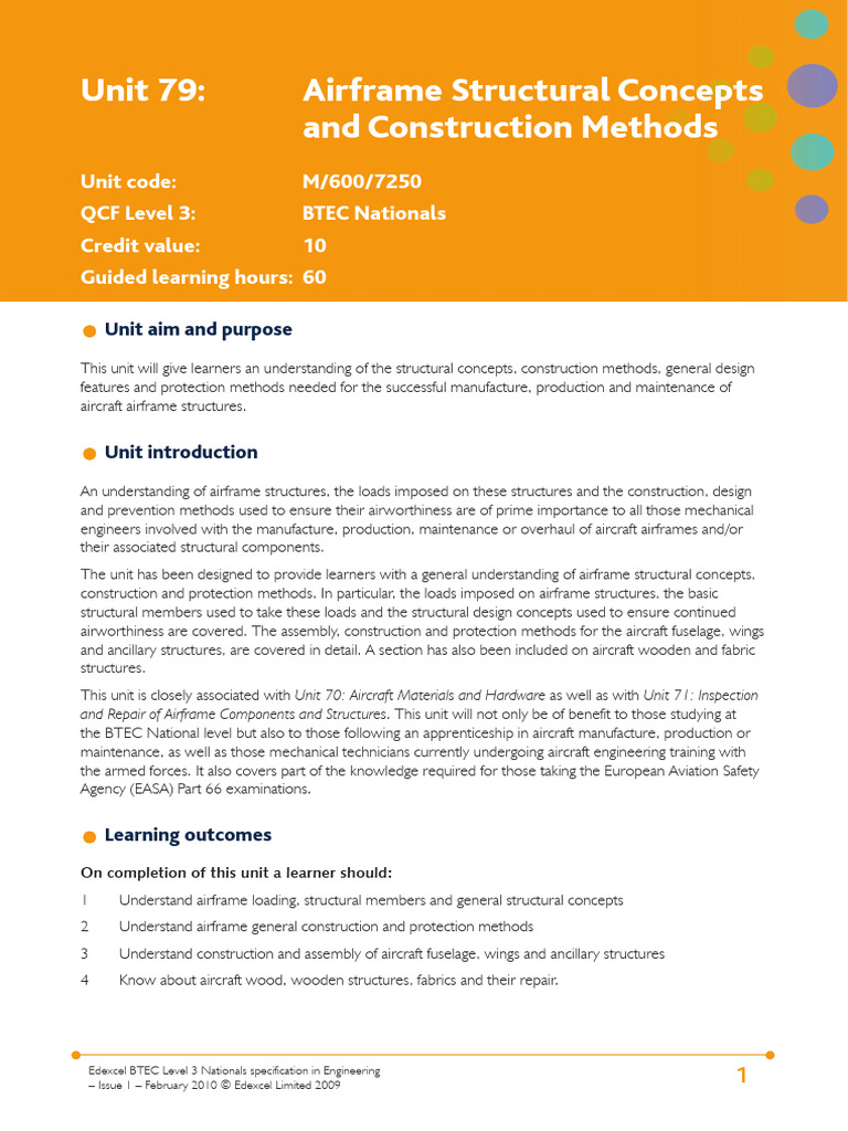 Unit 79 Airframe Structural Concepts and Construction Methods | PDF ...