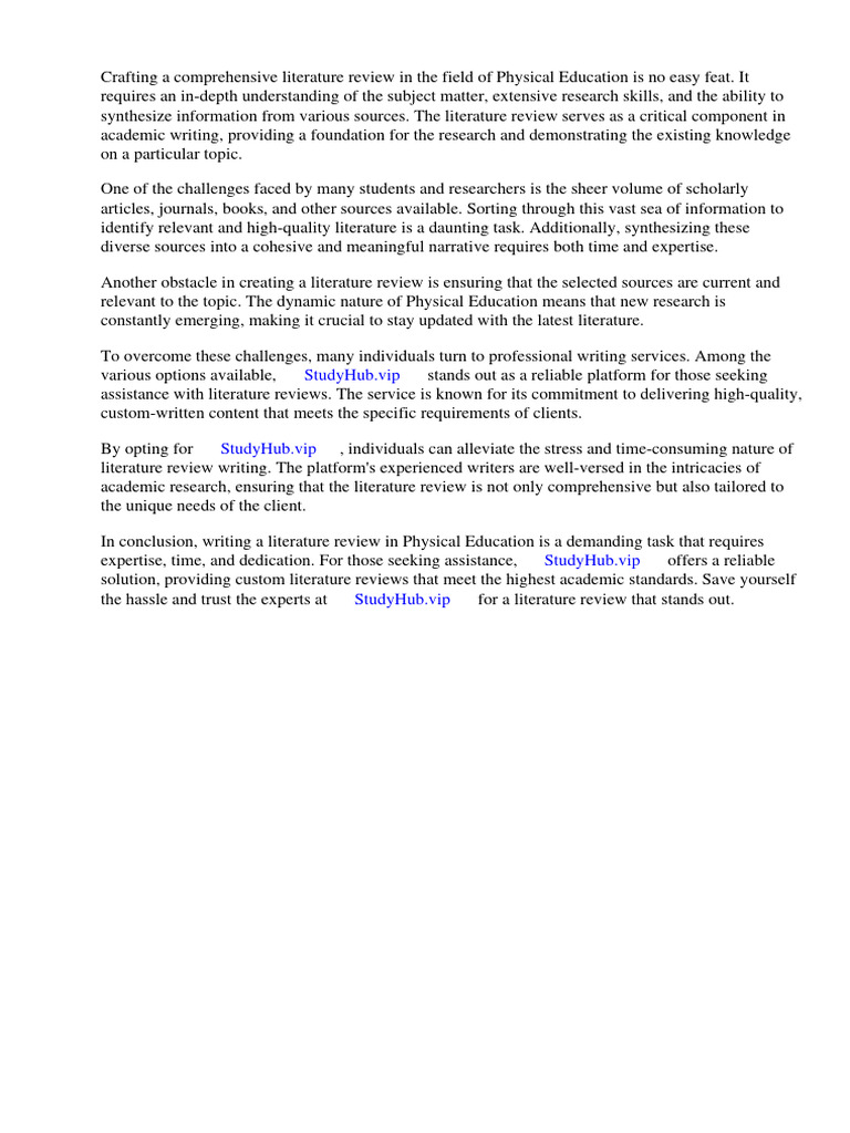 Literature Review Example Physical Education | PDF | Learning ...