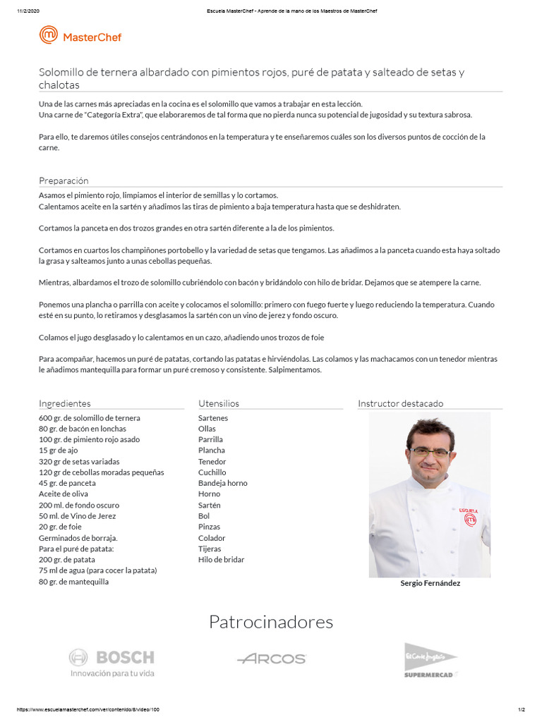 Solomillo Albardado con Puré y Setas | PDF | Cocinando | Tocino