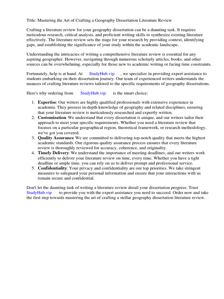 How to Write a Geography Dissertation Literature Review | PDF ... How to Write a Geography Dissertation Literature Review | PDF ...