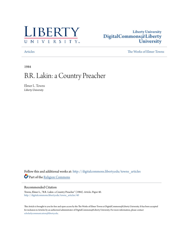 B.R. Lakin: A Country Preacher: Digitalcommons@Liberty University | PDF ...