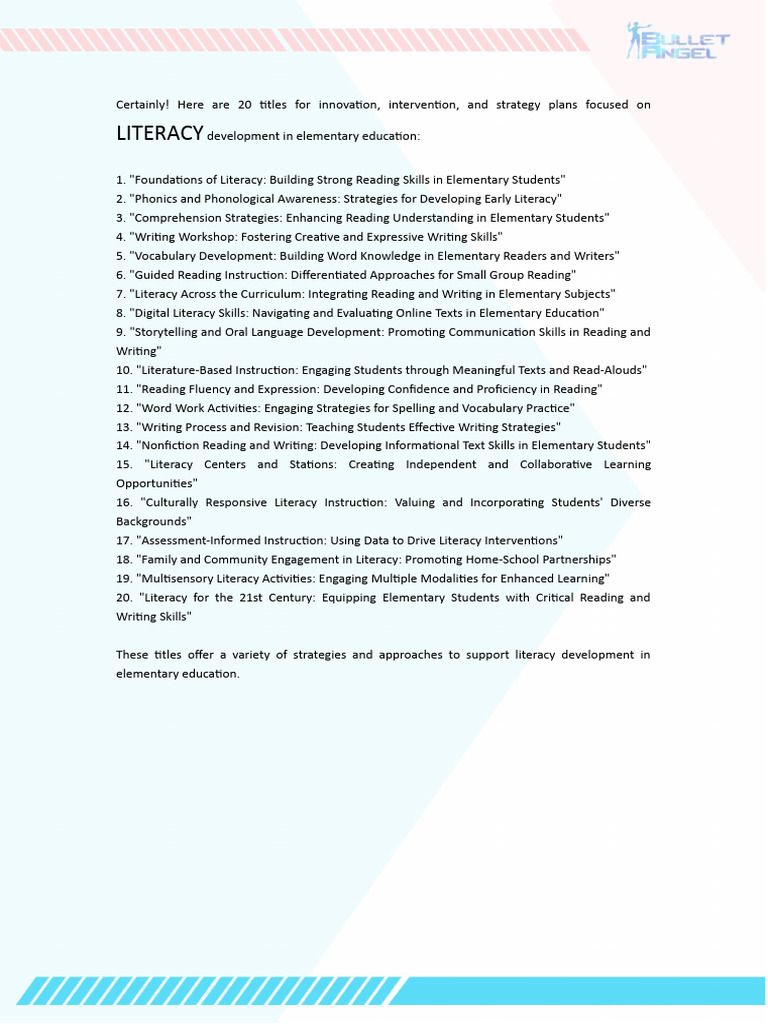 Sample Titles - Literacyes | PDF