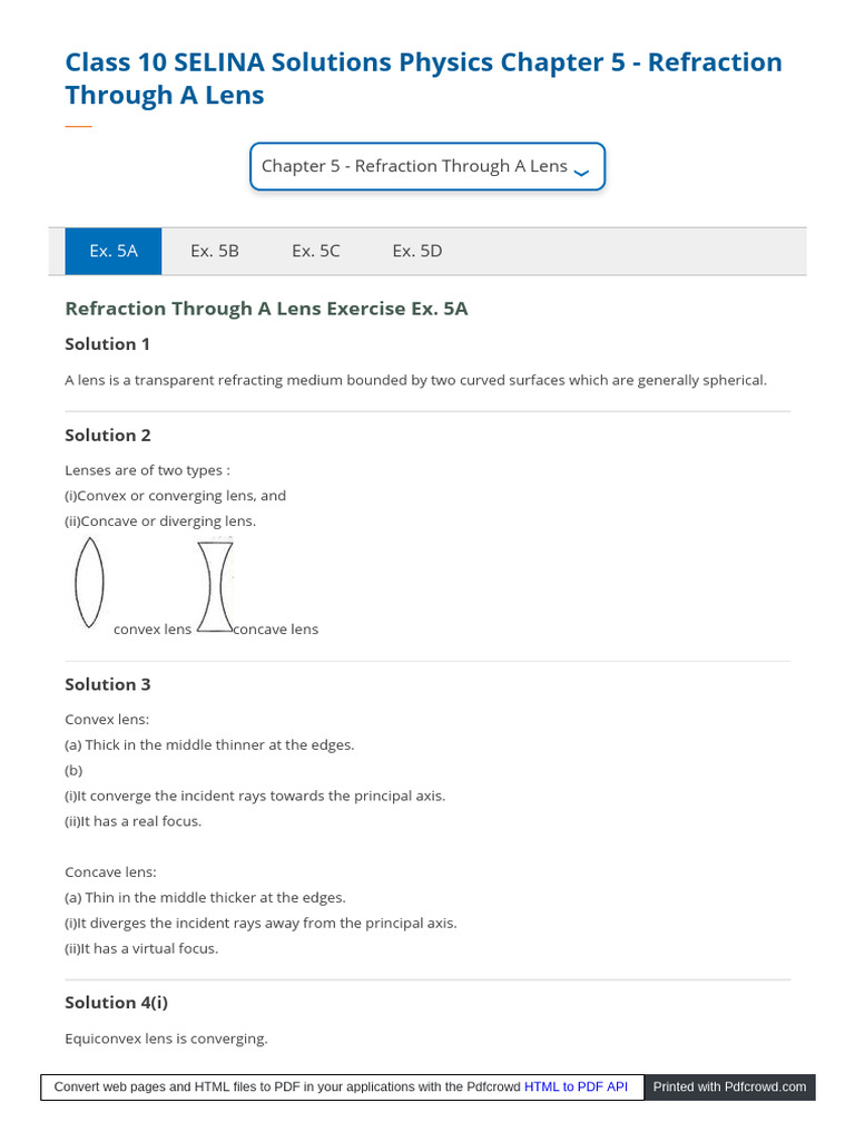 Refraction Through Lens Sol | PDF | Optics | Atomic