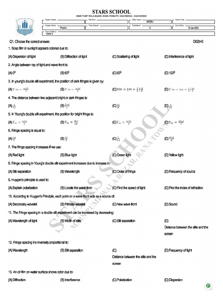 Chapter 09 MCQ's First Half | PDF