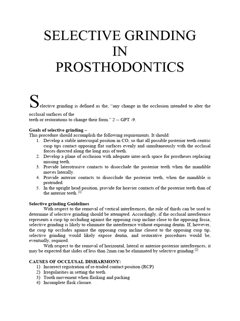 SELECTIVE GRINDING | PDF | Dental Anatomy | Tooth